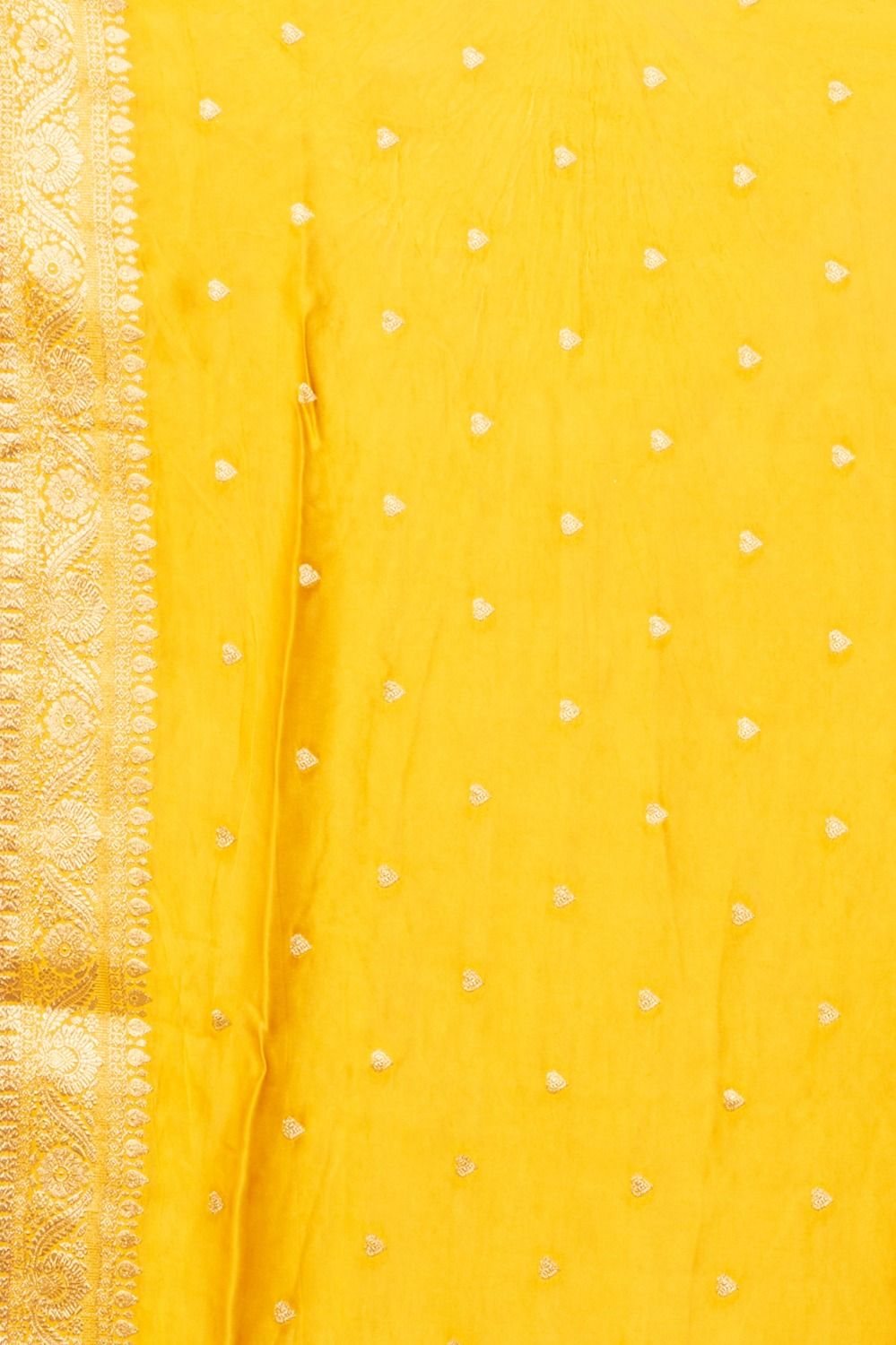 Golden Yellow Mashroo Silk Saree with Exquisite Peacock Thread work ...
