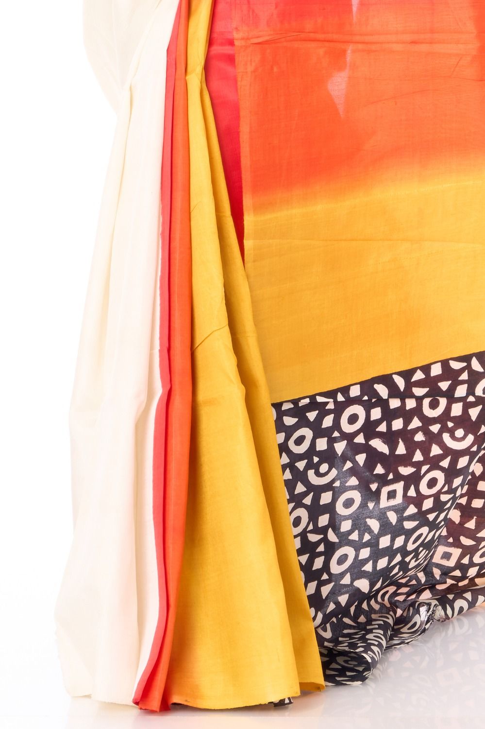 OFF WHITE BODY PRINTED SILK WITH MULTI HUED PATLI-PALLU