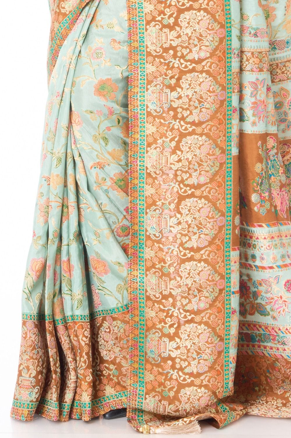BEAUTIFUL MINT GREEN PATOLA SILK SAREE WITH ALL OVER INTERWOVEN ZARI ...