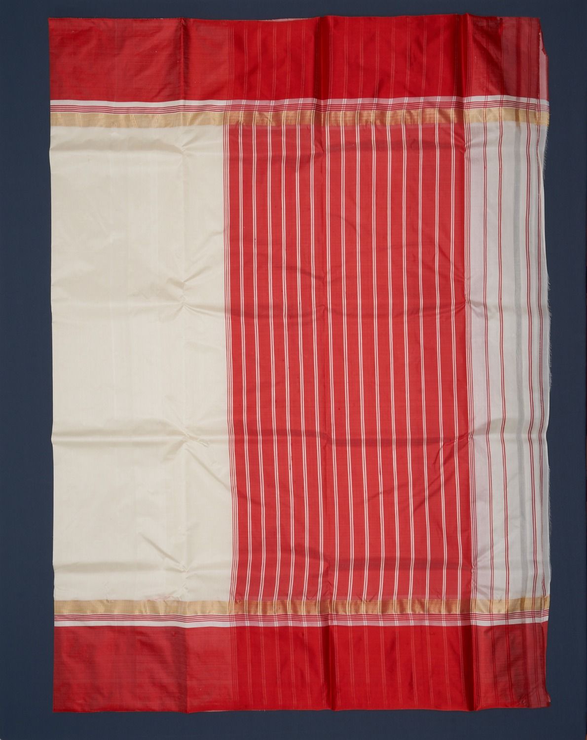 7 INCHES RED BORDER, BODY PLAIN, TRADITIONAL SILK GARAD SAREE